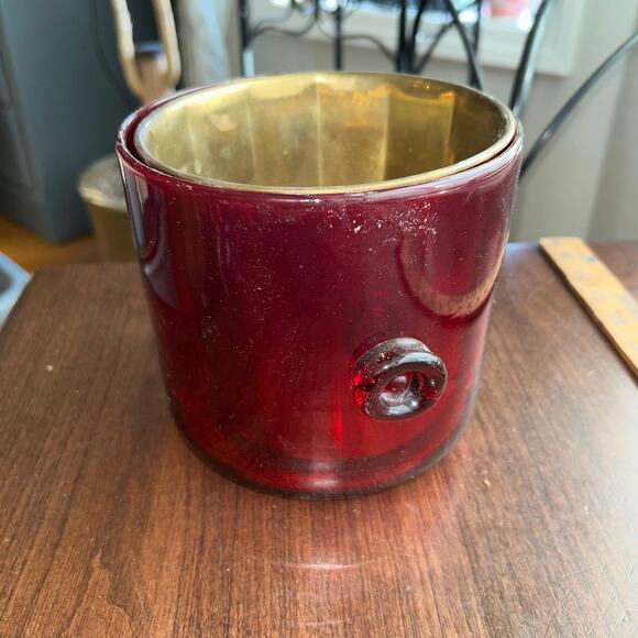 Unbranded | Other | Vintage Hand Blown Ruby Red Glass Ice Bucket ...